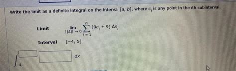 Solved Write The Limit As A Definite Integral On The Chegg Com
