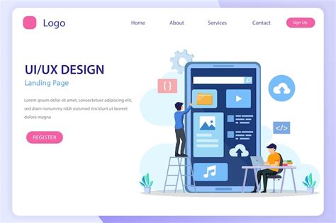 Premium Vector Ui Ux Design Concept Creating An Application Design Content And Text Place