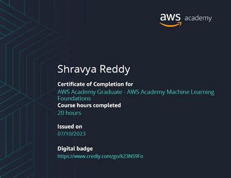 Shravya Thada On Linkedin Awsacademy Machinelearning Certificateofcompletion Datascience Ai