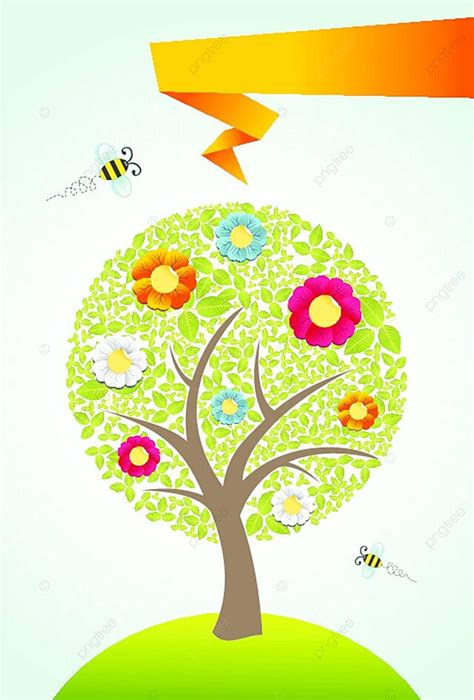 Abstract Spring Time Tree Background Natural Silhouette Cheerful Vector Natural Silhouette