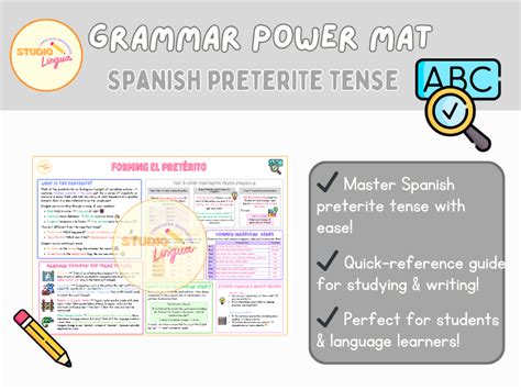 Spanish Preterite Tense Conjugation Mat Grammar Support El Pretérito Printable Pdf
