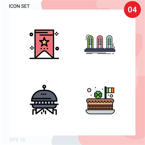 Universal Icon Symbols Group Of 4 Modern Filledline Flat Colors Of Bookmark Space Amplifier