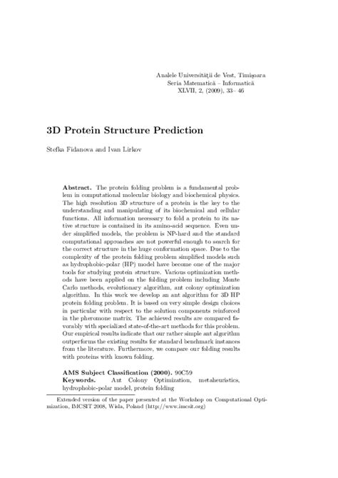 Pdf 3d Protein Structure Prediction