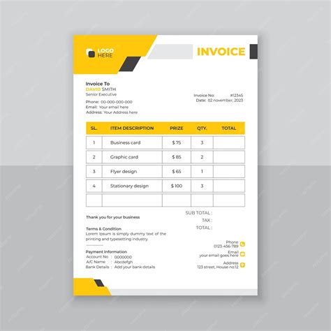 Premium Vector Vector Invoice Template Design