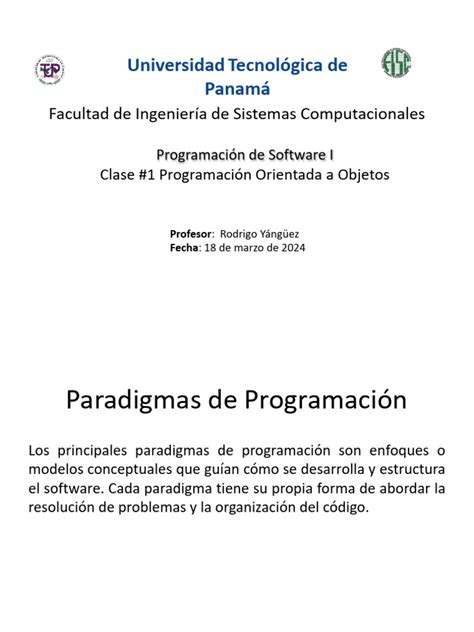 Clase 1 Programación Orientada A Objetos Pdf