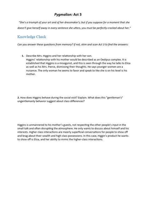 Pygmalion 1 Pdf Pygmalion Play