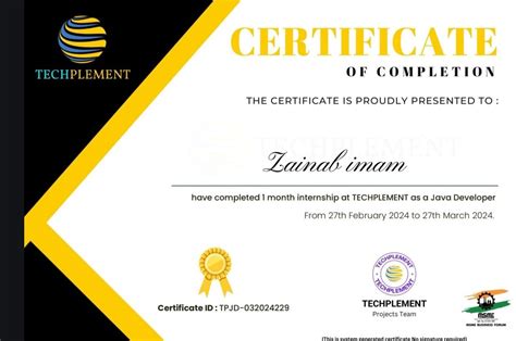 Zainab Imam On Linkedin Techplement Tech Internship Java Experience Engineering