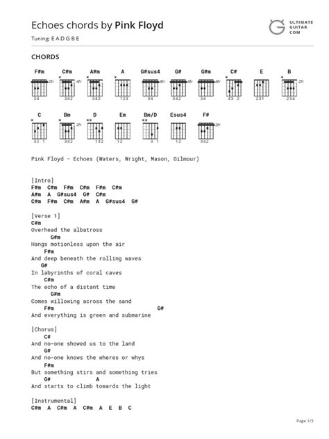 Echoes Chords By Pink Floydtabs At Ultimate Guitar Archive Pdf Song Structure Songs