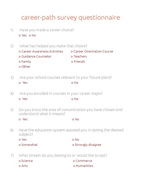 Career Path Survey Questionnaire DocShare Tips