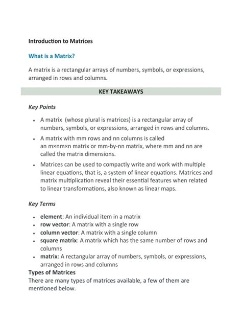 Introduction To Matrices Pdf Matrix Mathematics Mathematical Analysis