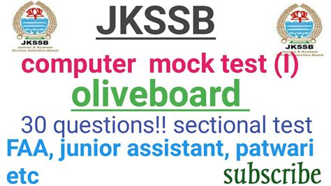 JKSSB Computer Sectional Mock Test Oliveboard YouTube
