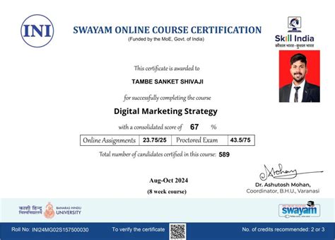 Sanket Tambe On Linkedin Nptel Digitalmarketingstrategy Swayam