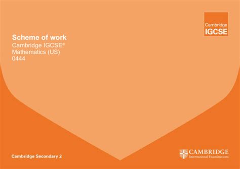 Scheme Of Work Cambridge Igcse Mathematics Us