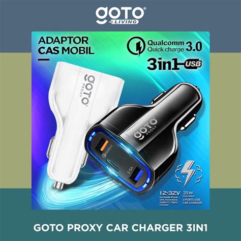 Jual Goto Proxy Adaptor Charger Mobil Fast Charging 3 In 1 Usb Type C