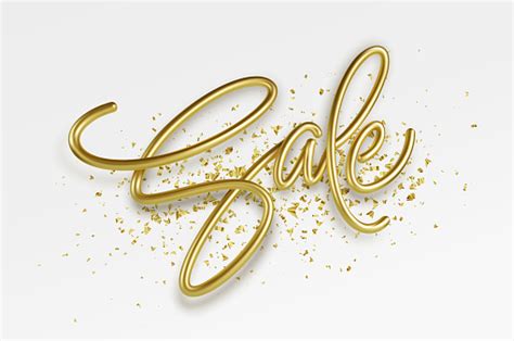 흰색 배경에 현실적인 황금 비문 판매 판매 배너 디자인 배너 디자인용 레터링 쇼핑 프로모션 일러스트 벡터 일러스트레이션 3차원 형태에 대한 스톡 벡터 아트 및 기타 이미지