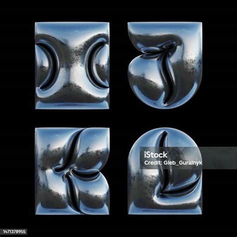 대담하게 팽창된 모양의 금속 호일로 만든 3d 렌더링된 문자 세트 3차원 형태에 대한 스톡 사진 및 기타 이미지 3차원 형태 강철 개체 그룹 Istock