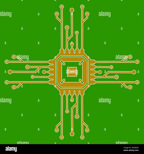 Flat Microelectronics Circuits Circuit Board Vector Green Background