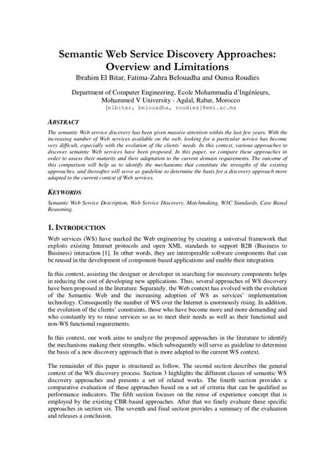 Pdf Semantic Web Service Discovery Approaches Overview And Limitations