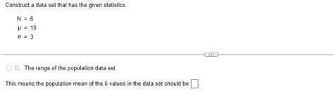 Solved Construct A Data Set That Has The Given Statistics N