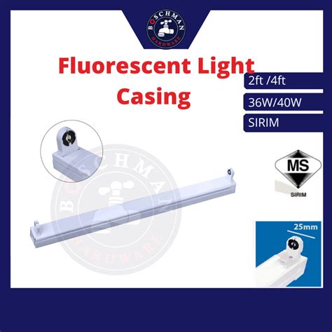 Fluorescent Light Casing With Ballast Light Tube 2 Feet 4 Feet Wall