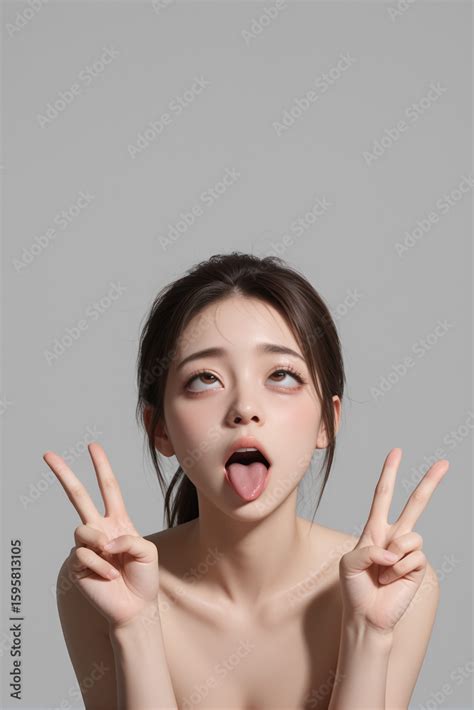 Zdjęcie Bez Tantiem アヘ顔ダブルピースの美少女 Adobe Stock