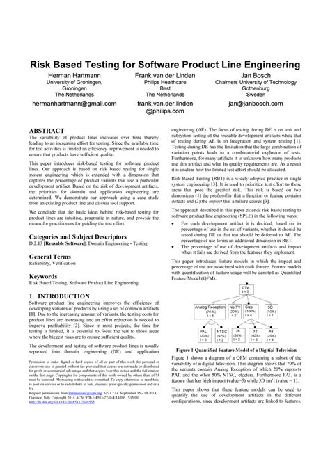 Pdf Risk Based Testing For Software Product Line Engineering