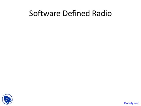 software defined radio multimedia signal processing lecture slides docsity