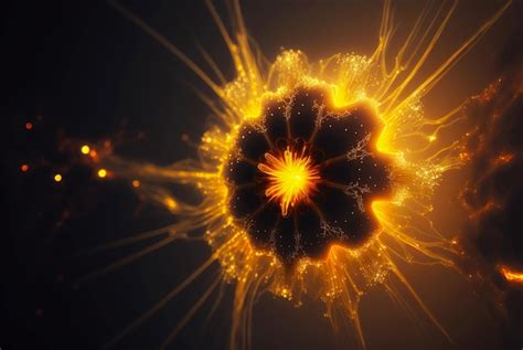 Premium Ai Image Abstract Energy Burst With Electric Protuberances Futuristic Explosion Of