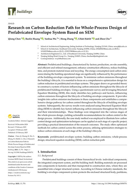 Pdf Research On Carbon Reduction Path For Whole Process Design Of Prefabricated Envelope