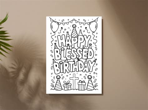 Christian Birthday Printable Coloring Card Happy Blessed Birthday
