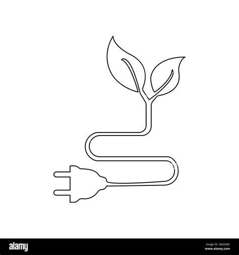 Ecology Sustainable Continuous One Line Drawing Of Isolated Outline Vector Design Black White