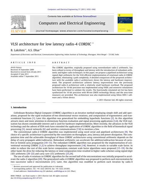 Pdf Vlsi Architecture For Low Latency Radix 4 Cordic Dokumentips