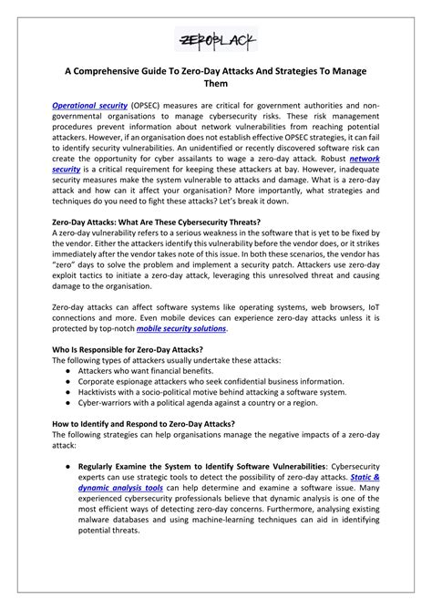 Ppt A Comprehensive Guide To Zero Day Attacks And Strategies To