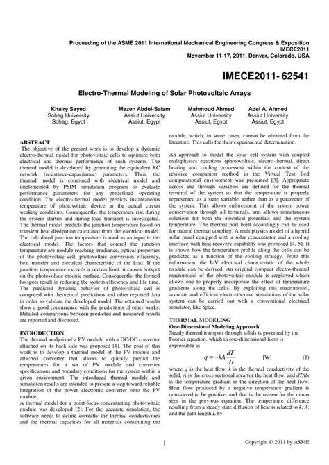 pdf electro thermal modeling of solar photovoltaic arrays