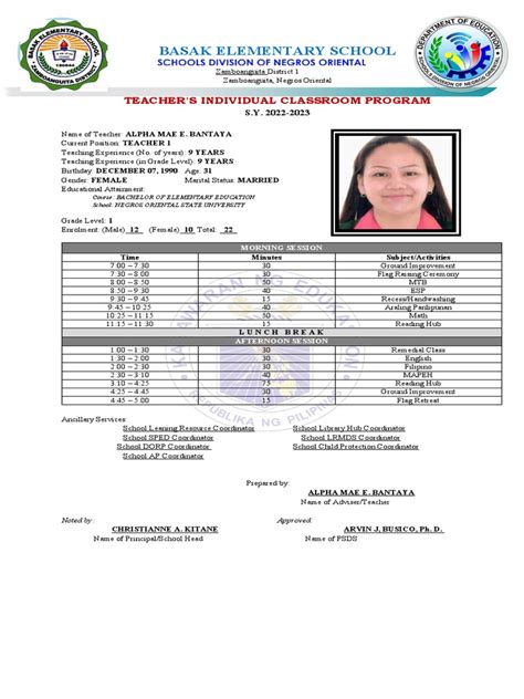 Classroom Program Pdf Teachers