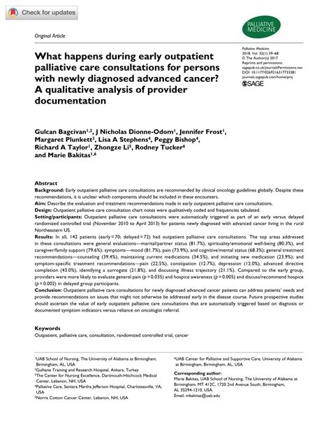 Pdf What Happens During Early Outpatient Palliative Care