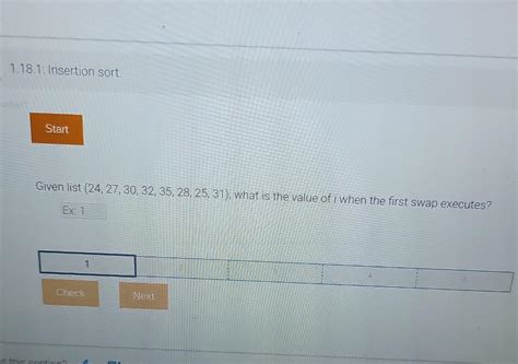 Solved 1181 Insertion Sort Given List