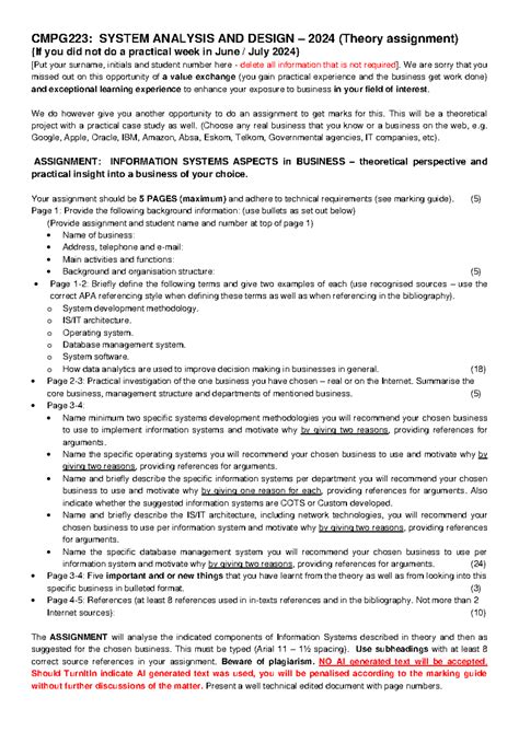 Cmpg223 Theoretical Workweek Assignment 2024 Cmpg 223 System