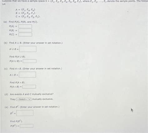 Solved Suppose That We Have A Sample Space Chegg Com