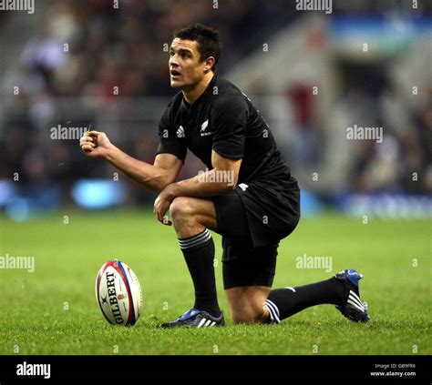 New Zealands Dan Carter Prepares To Take A Penalty Kick During The