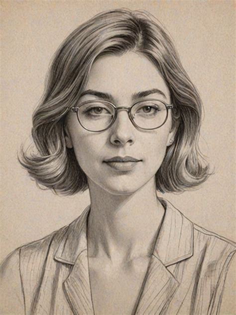 Illustration Of A Thoughtful Young Woman With Glasses And Short Hair