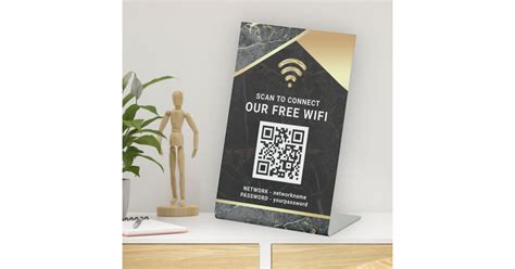 Stylish Personalized Qr Code Wifi Network Password Pedestal Sign Zazzle