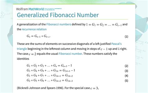 Generalized Fibonacci Number From Wolfram Mathworld