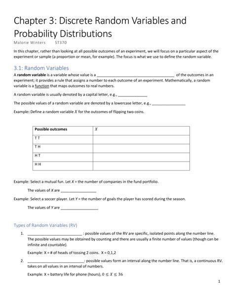 Discrete Random Variables Probability Distributions
