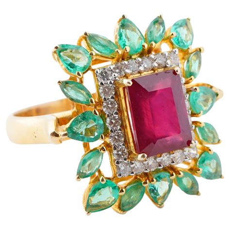282tcw 18k Emerald And Red Ruby Gold Ring For Sale At 1stdibs Ruby