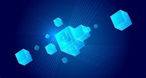 Connected Cubes And Interspersed Lines Premium Vector