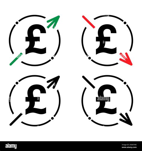 Set Of Cost Symbol Pound Increase And Decrease Icon Money Vector Symbol Isolated On Background