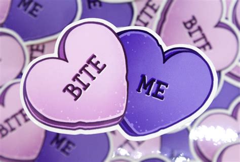 Bite Me Candy Hearts Vinyl Sticker Cute Valentines Decal Etsy