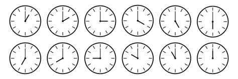 premium vector horizontal set of analog clock icon notifying each