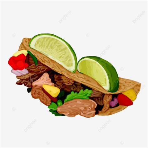 레몬을 곁들인 샤드드 비프 타코 쇠고기 타코 갈가리 찢긴 쇠고기 타코 Png 일러스트 및 Psd 이미지 무료 다운로드 Pngtree